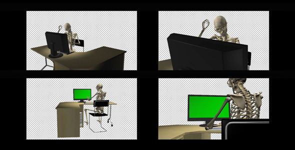 Skeleton At Computer - Pack Of 4, Motion Graphics | VideoHive