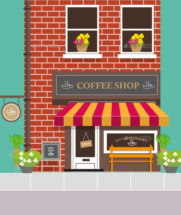Front View of Coffee Shop by shuhazmir | GraphicRiver