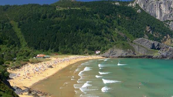 Beautiful White Sand Beach Playa De Laga. North Coast of Spain, Basque ...