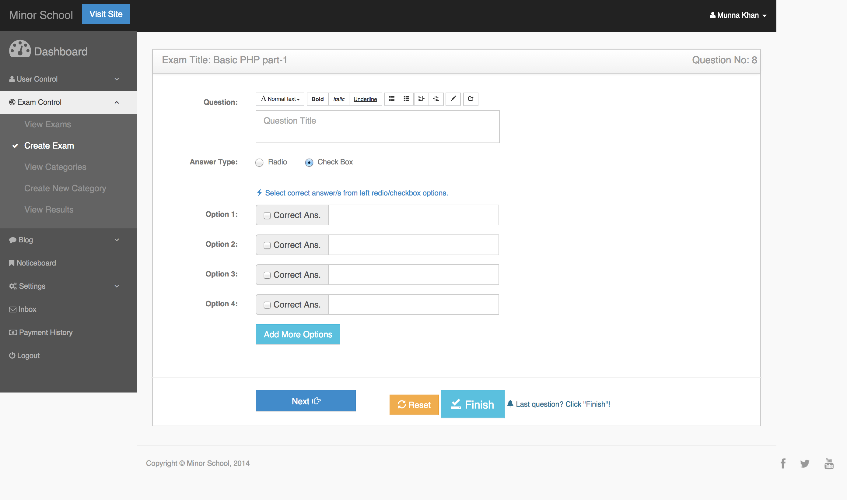 Minor School MCQ by ahkmunna | CodeCanyon