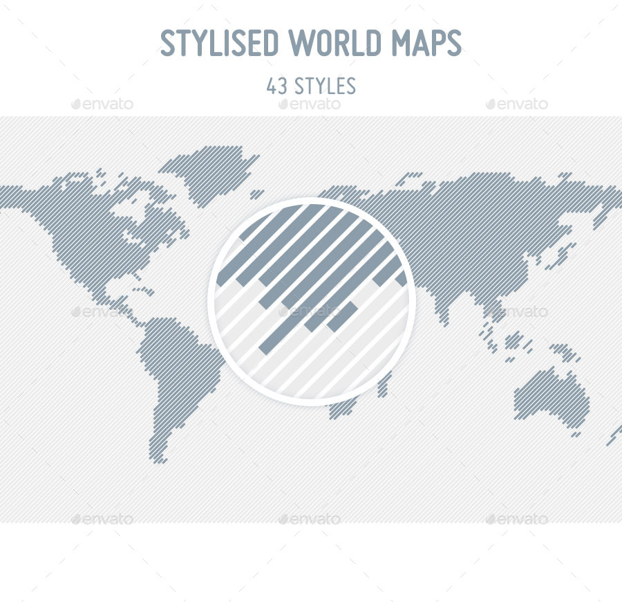 43 Stylised World Maps, Vectors | GraphicRiver