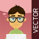 Computer Geek Working on Laptop, Vectors | GraphicRiver