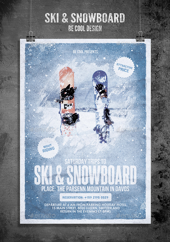 Ski & Snowboard Flyer/Poster by be-cool | GraphicRiver