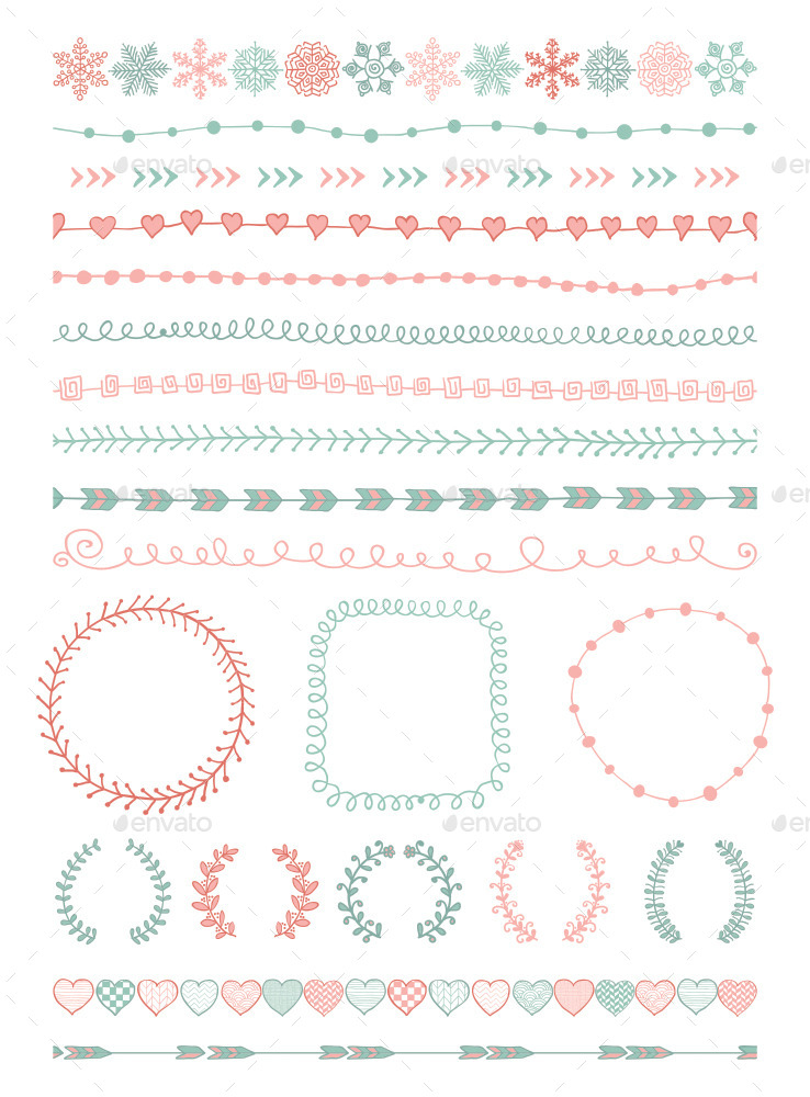 Doodle Seamless Borders and Design Elements, Vectors | GraphicRiver
