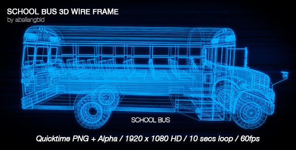 School Bus 3D Wireframe, Motion Graphics | VideoHive