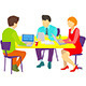 Three People Working at the Desk., Vectors | GraphicRiver