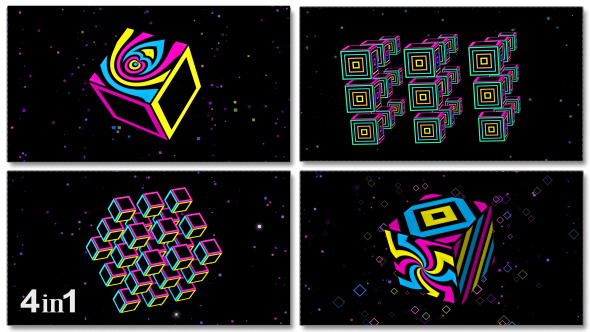 Neon Cube Disco Loop (4-Pack), Motion Graphics | VideoHive
