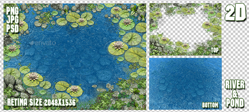 2D River & Pond Game Backgrounds Pack, Game Assets | GraphicRiver