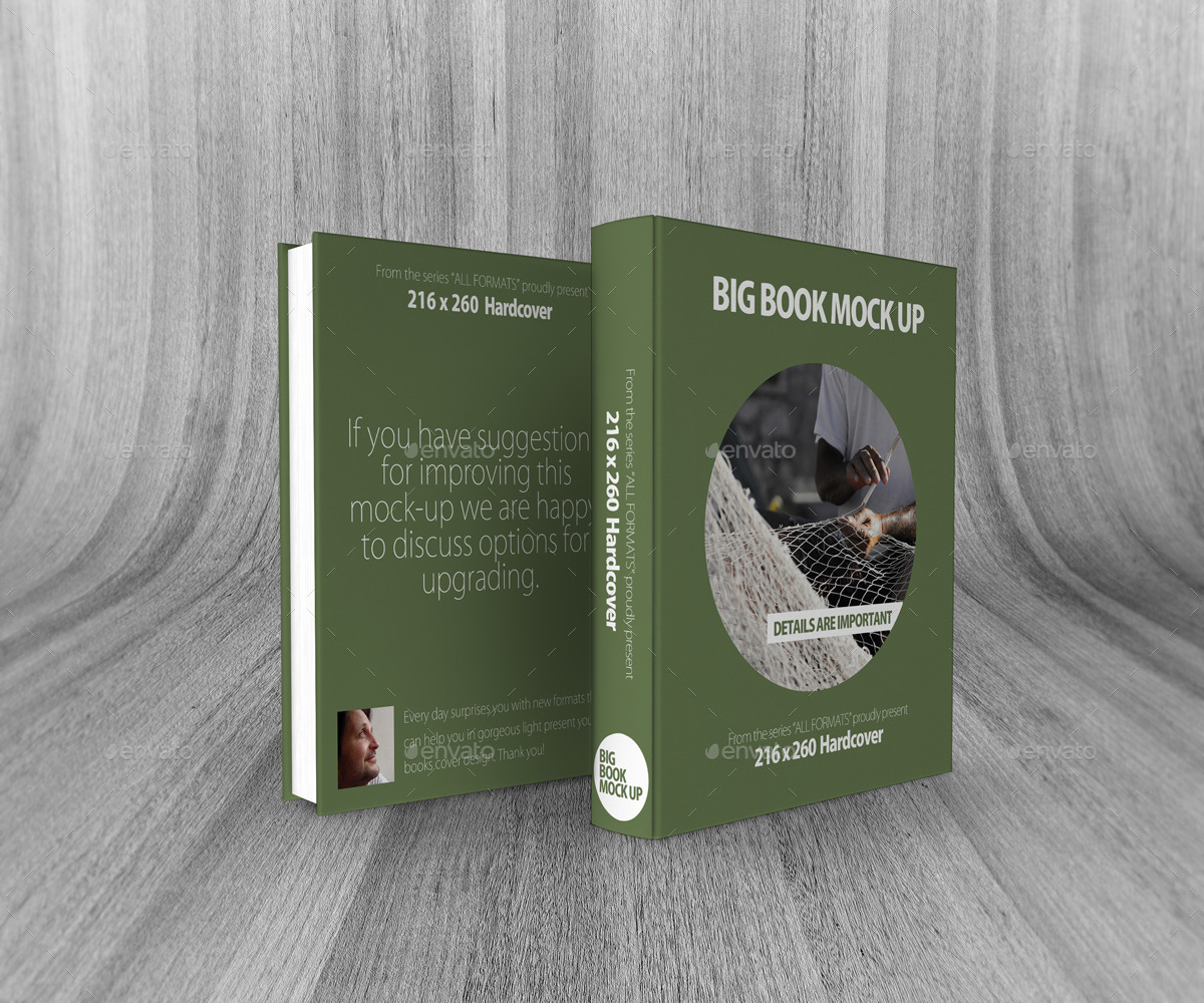 Book Mockup 216 x 260 mm Hardcover, Graphics | GraphicRiver