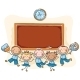 Happy Schoolkids with a Blackboard, Vectors | GraphicRiver