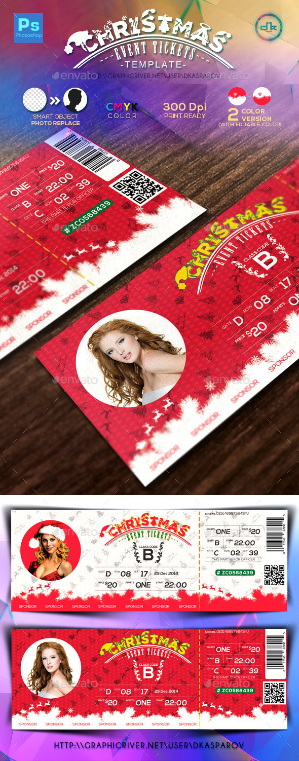Christmas Event Tickets Print Ready by Dkasparov | GraphicRiver