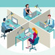 Office Workers Sitting at Their Desks, Vectors | GraphicRiver