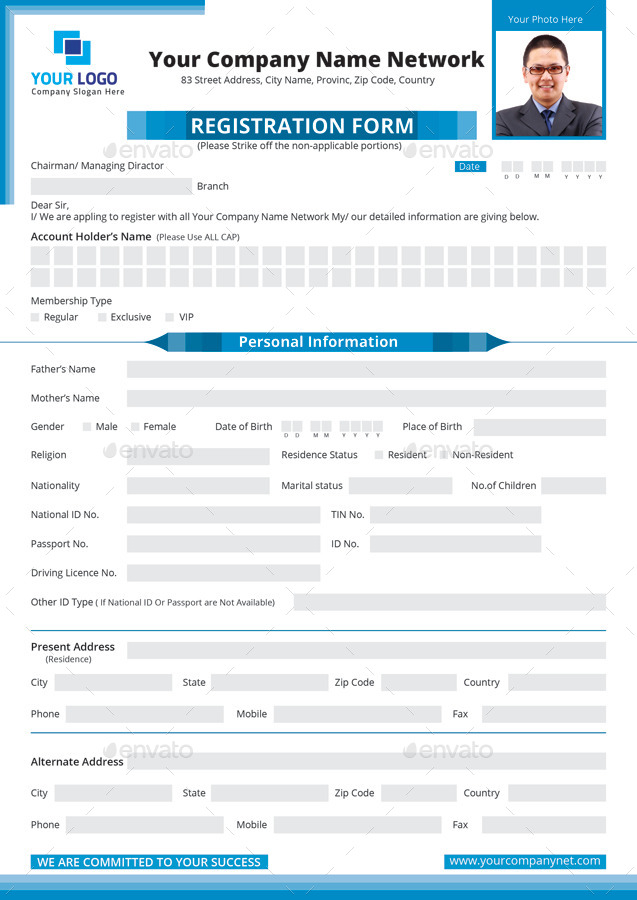 Registration Contact Form V1, Print Templates | GraphicRiver