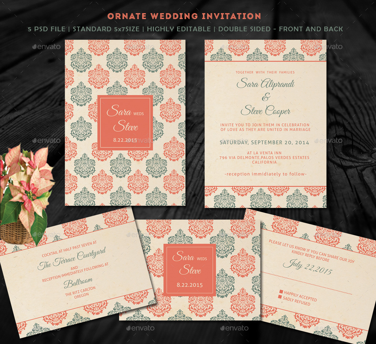 Ornate Wedding Invitation, Print Templates | GraphicRiver