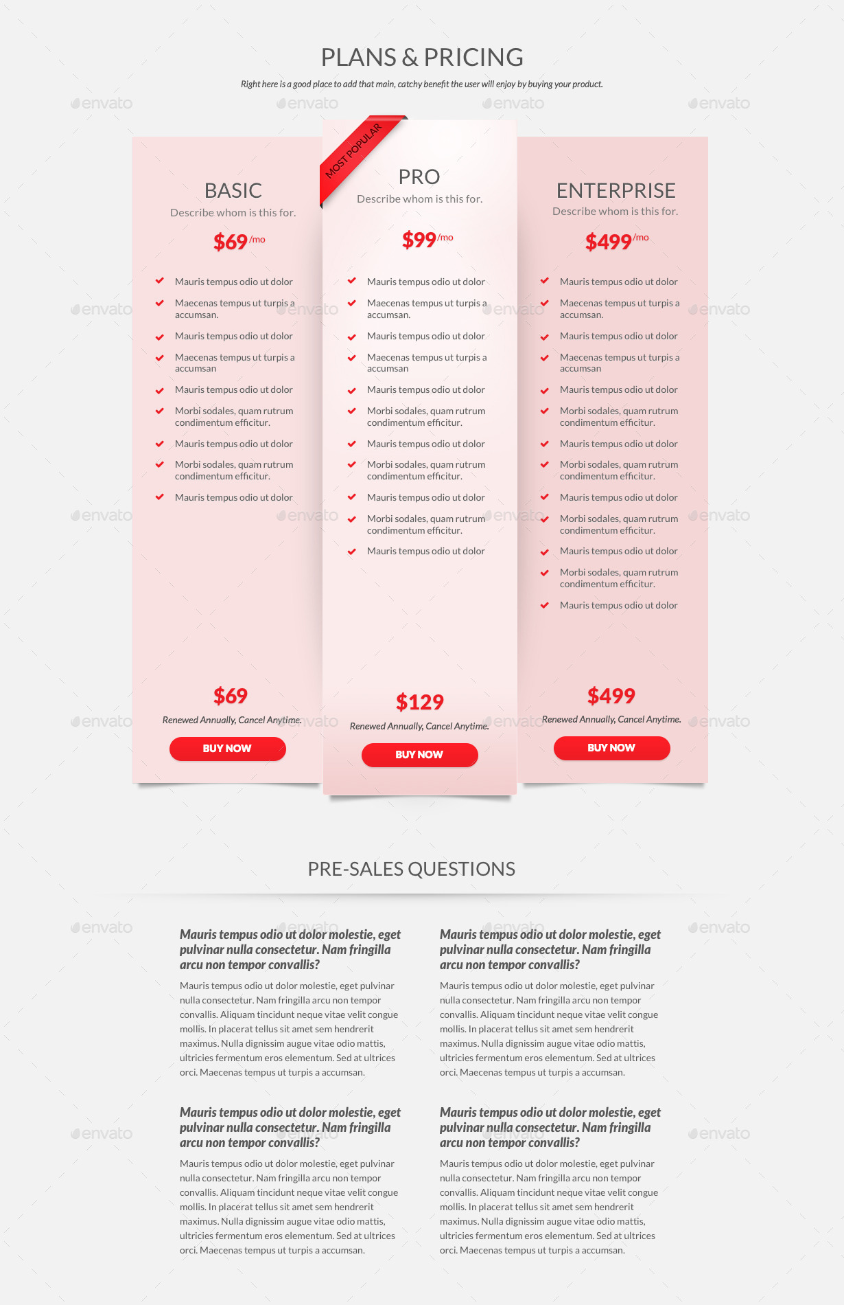 Gorgeous Pricing Table, Web Elements | GraphicRiver