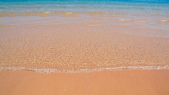 Shallow Of Sea On Gold Sand Beach, Stock Footage | VideoHive