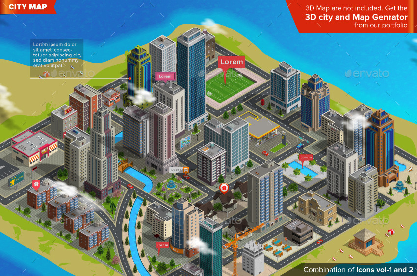 Isometric Map Icons Vol.01, Game Assets | GraphicRiver