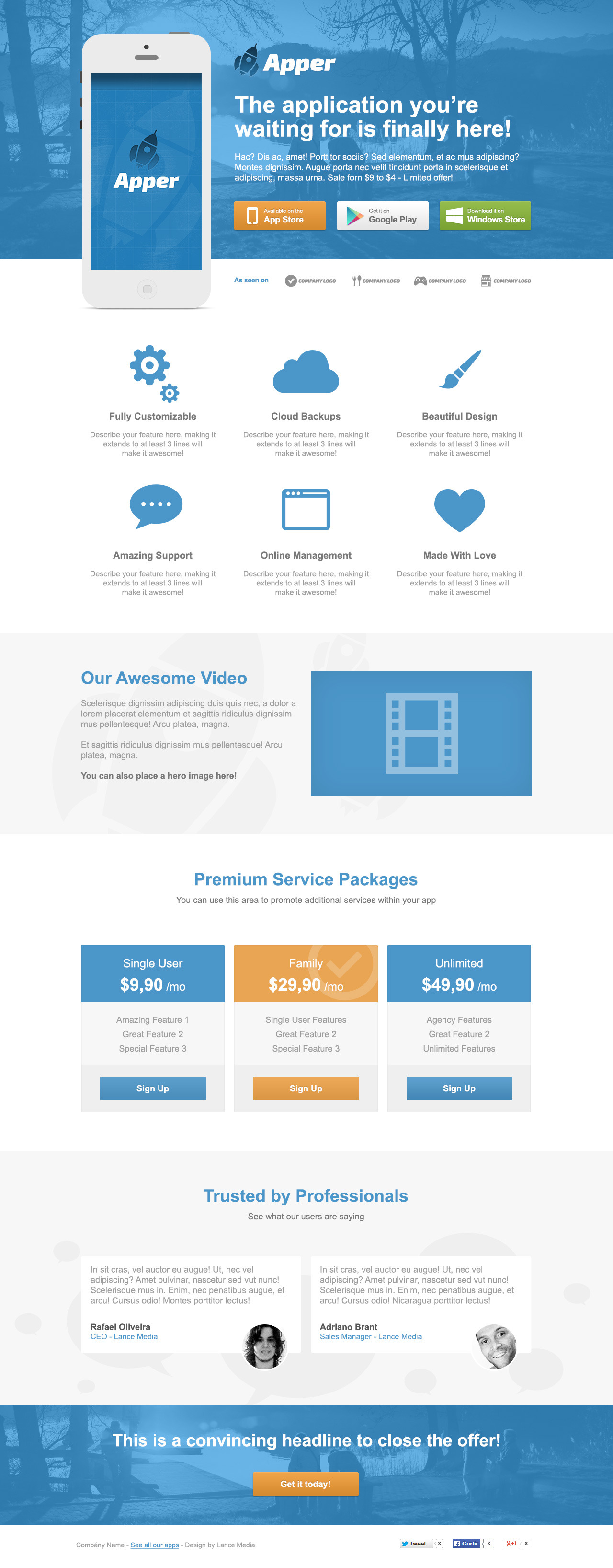 Apper - App Promotion Unbounce Landing Page by LanceMedia | ThemeForest