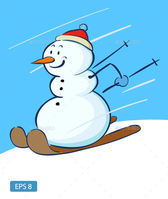 Snowman Skiing by yusak_p | GraphicRiver
