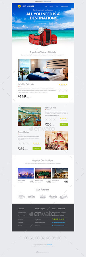 Last Minute Multipurpose Hotel/Travel E-Newsletter, Web Elements ...