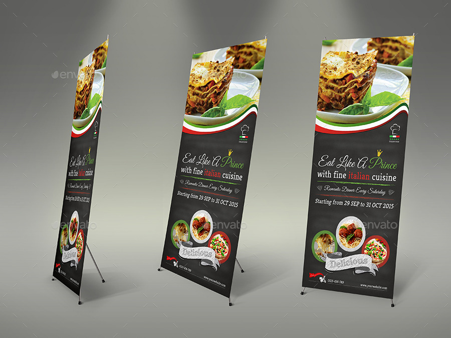 Italian Restaurant Signage Roll Up Template, Print Templates | GraphicRiver