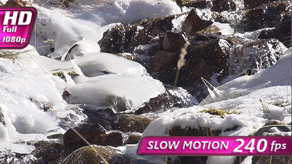 Brook Among Ice Build-up, Stock Footage | VideoHive