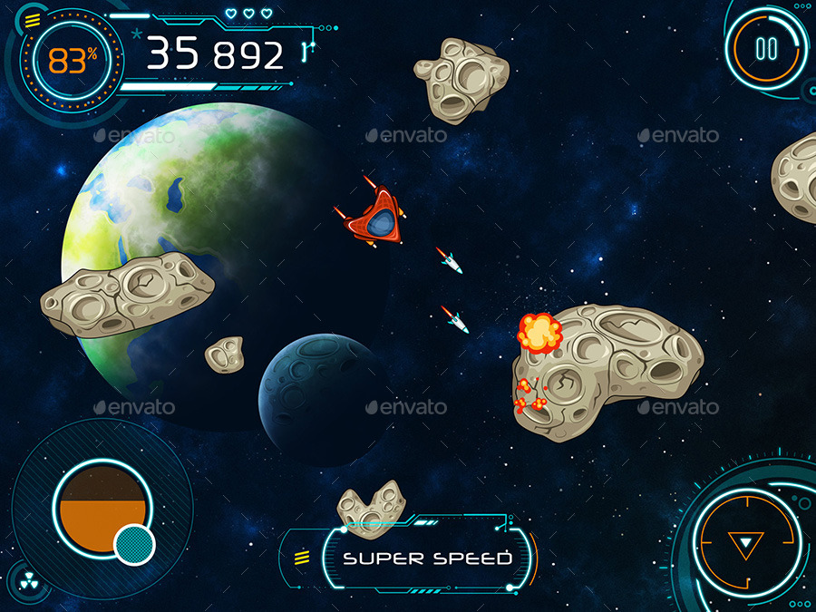 Game Assets for Asteroids Crusher, Game Assets | GraphicRiver