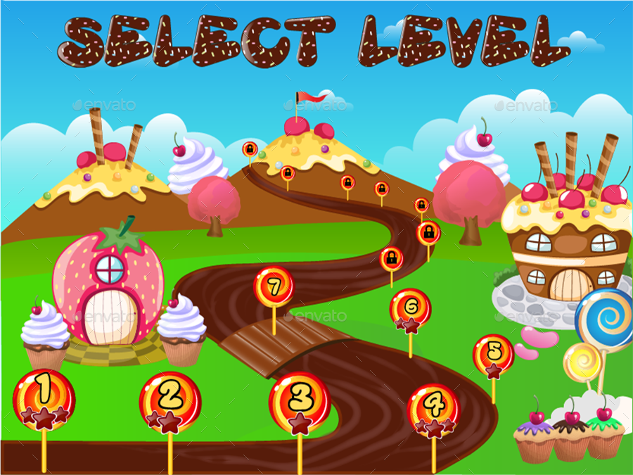 Mobile Candy Game UI Kit 07, Game Assets | GraphicRiver