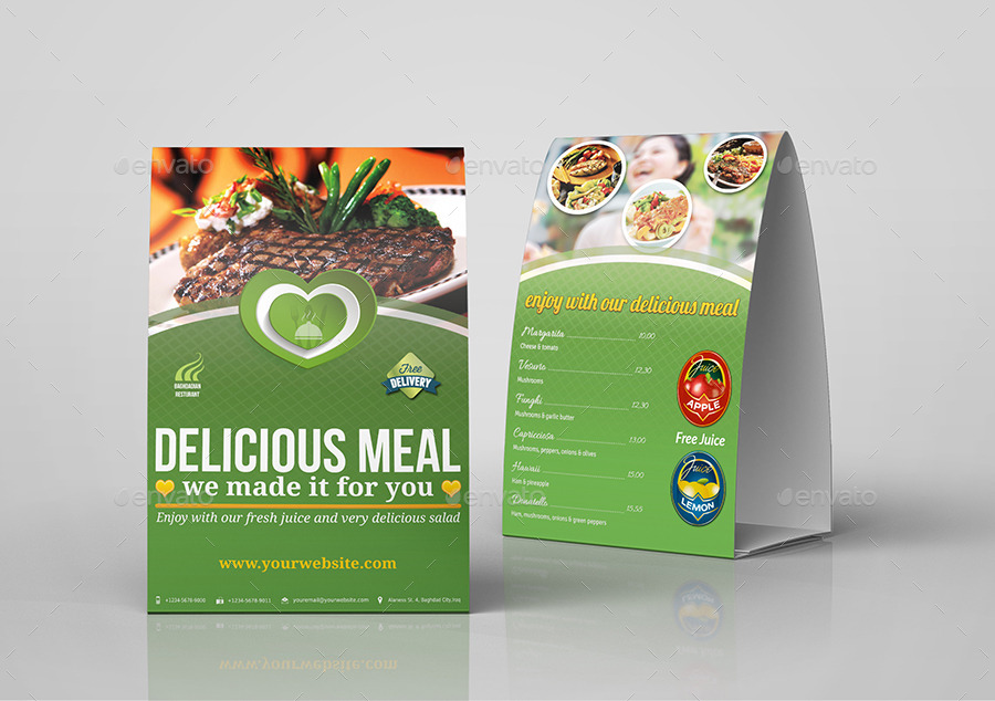 Restaurant and Cafe Table Tent Template Vol5, Print Templates ...