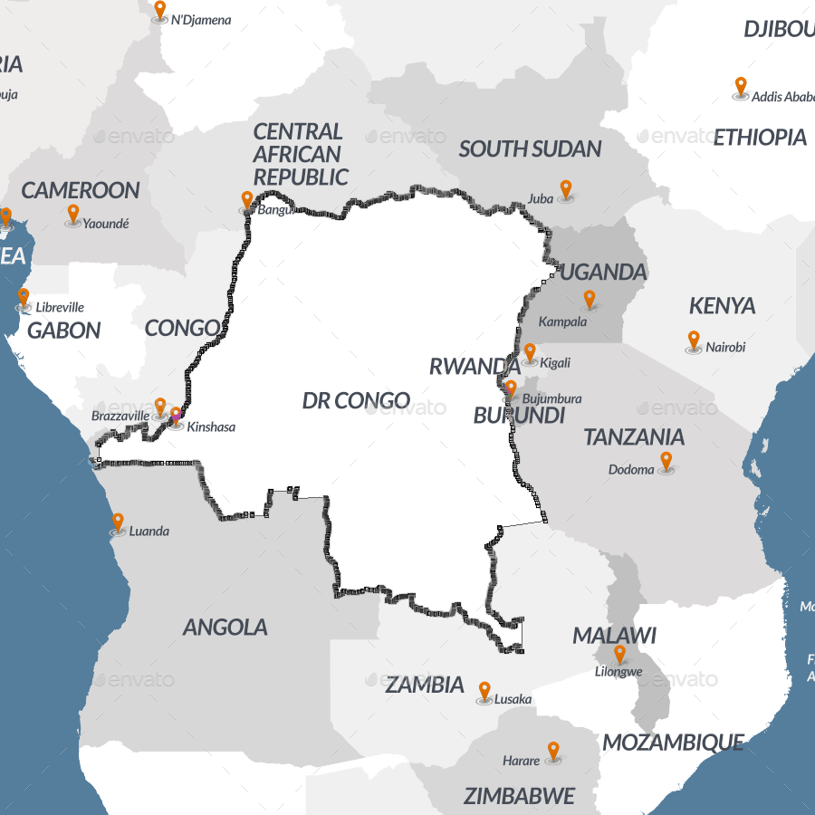 Africa Retina Vector Map, Vectors | GraphicRiver