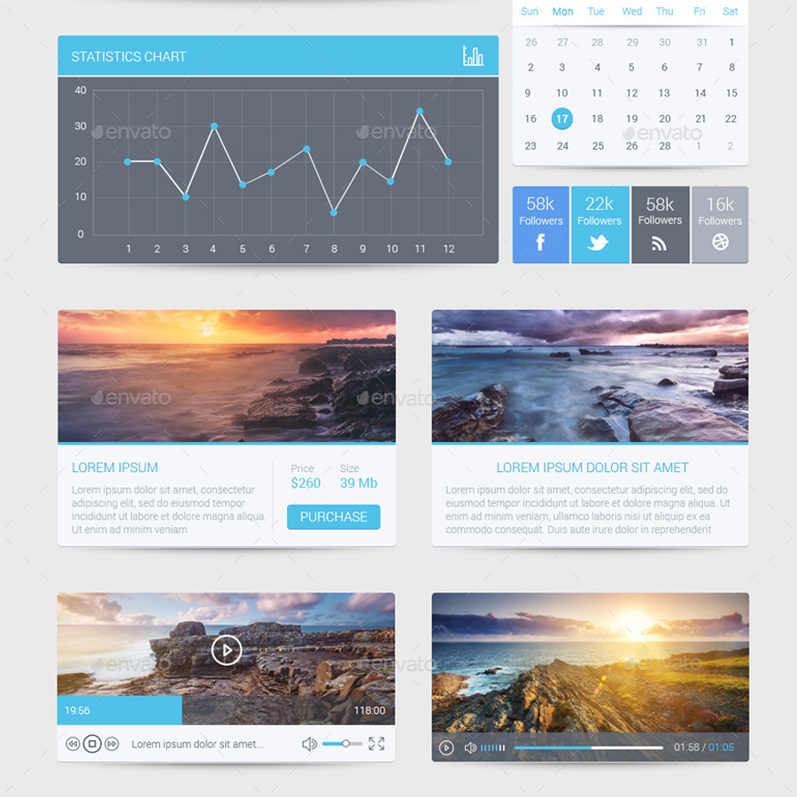 Flat UI Web Elements, Web Elements | GraphicRiver
