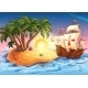 Illustration of an Island with an Explorer Ship , Vectors | GraphicRiver