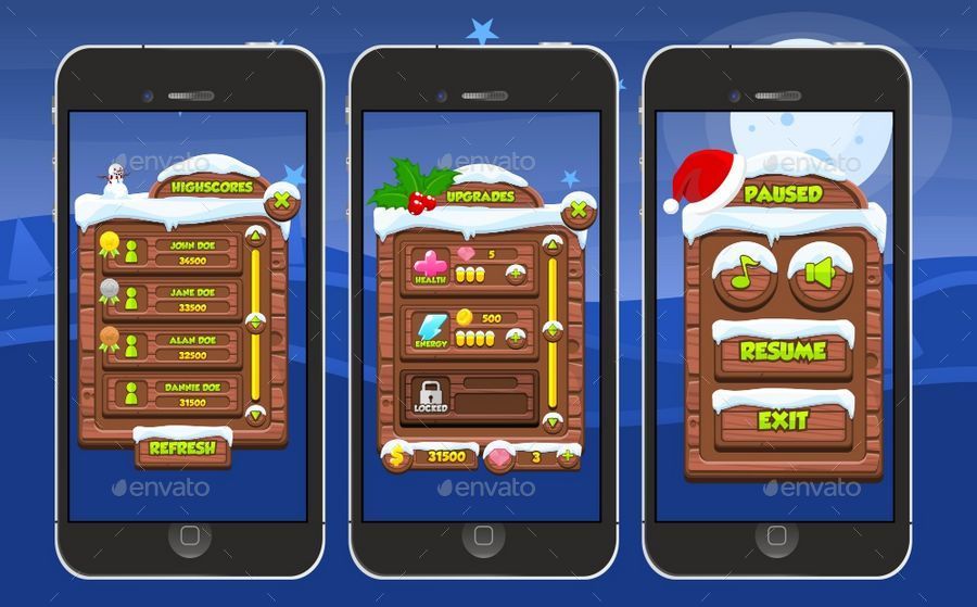 Christmas Game GUI, Game Assets | GraphicRiver