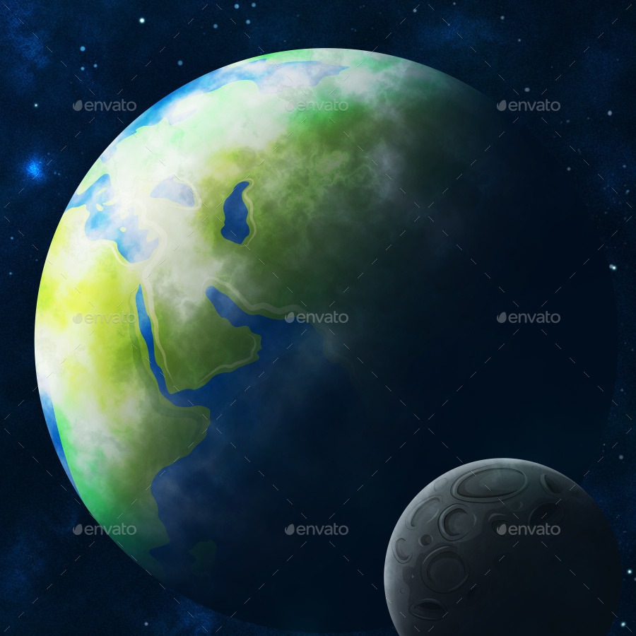 Space Parallax Background with Earth and Moon, Game Assets | GraphicRiver