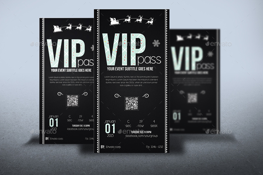 Elegant christmas vip pass card, Print Templates | GraphicRiver
