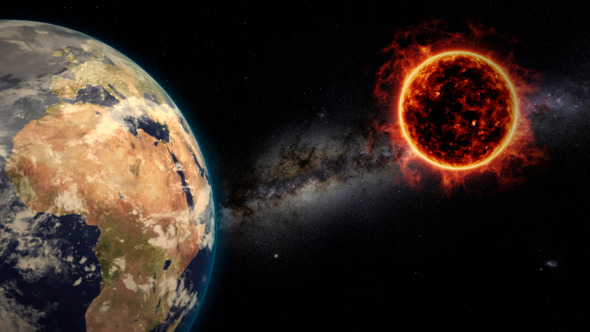 Sun And Earth Animation With Starfield, Motion Graphics | VideoHive