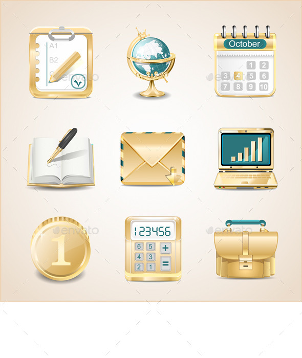 Business Icons of Gold, Icons | GraphicRiver