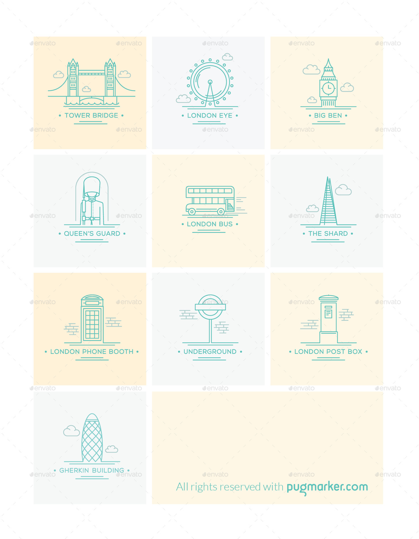 World Landmark Icons - Vol. 3 (London), Icons | GraphicRiver