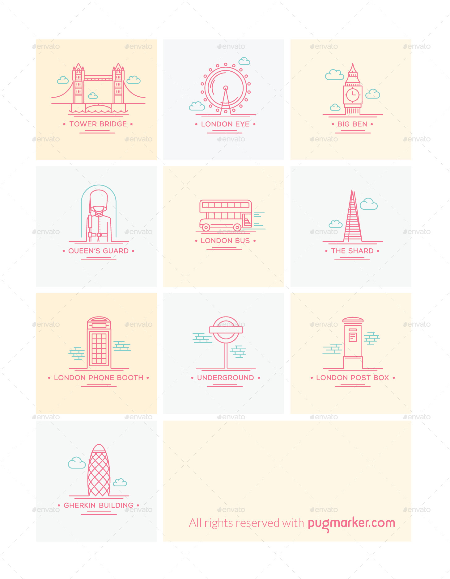 World Landmark Icons - Vol. 3 (London), Icons | GraphicRiver