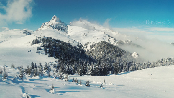 Flying Over the Mountains in the Winter, Stock Footage | VideoHive