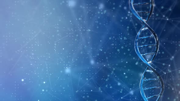 Abstract White DNA 3D Hologram glowing rotating DNA double helix ...