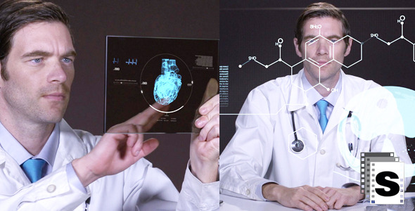 Doctor Using Hi Tech Tablet And Screen, Stock Footage | VideoHive