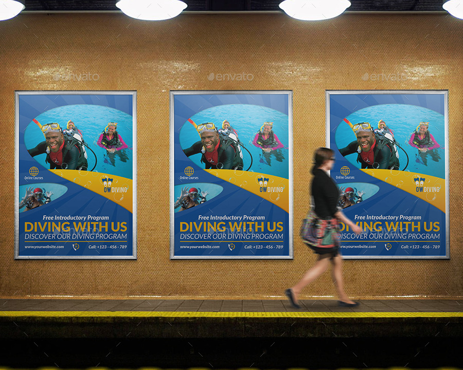 Diving Poster Template, Print Templates | GraphicRiver