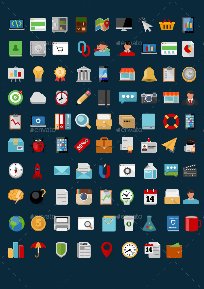 Flat Icons Marketing, Icons | GraphicRiver
