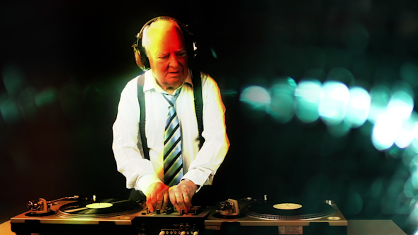 Very Funky Elderly Grandpa Dj Mixing Records 3, Stock Footage | VideoHive