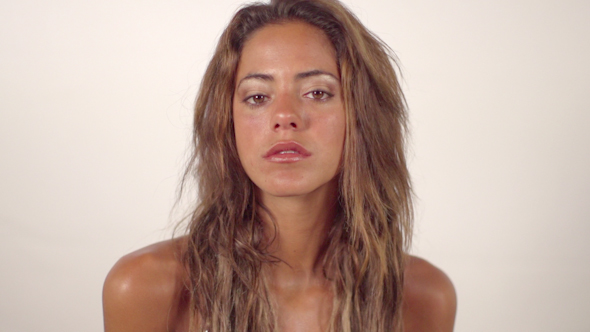 Beautiful Model Face Expressive Poses And Moves 2, Stock Footage ...