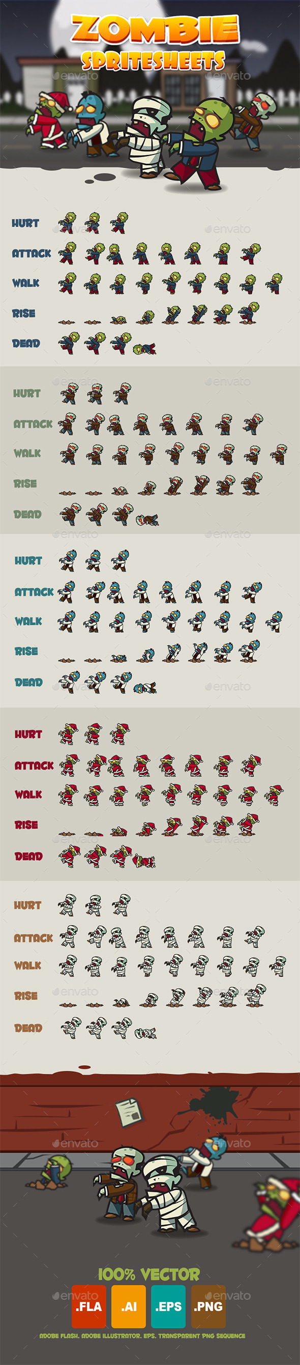Zombie Spritesheet by gameBox | GraphicRiver