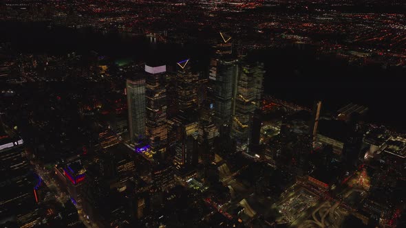 Forwards Fly Above City at Night, Stock Footage | VideoHive
