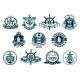 Dark Blue Nautical Labels, Vectors | GraphicRiver