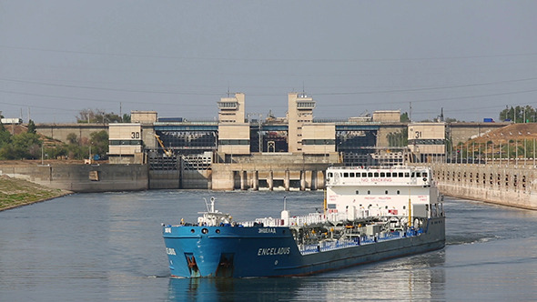 Ship Comes Out Of Gateway, Stock Footage | VideoHive